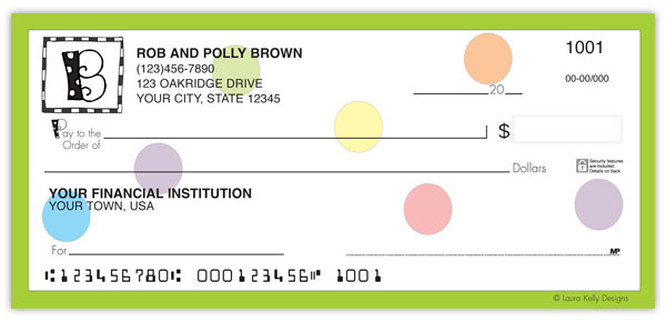Polka Dotted Monogram Personal Checks | Promise Checks